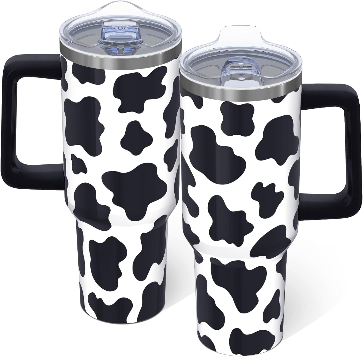 40oz Cow Print Tumbler With handle, Stainless Steel Leak Proof Travel ...