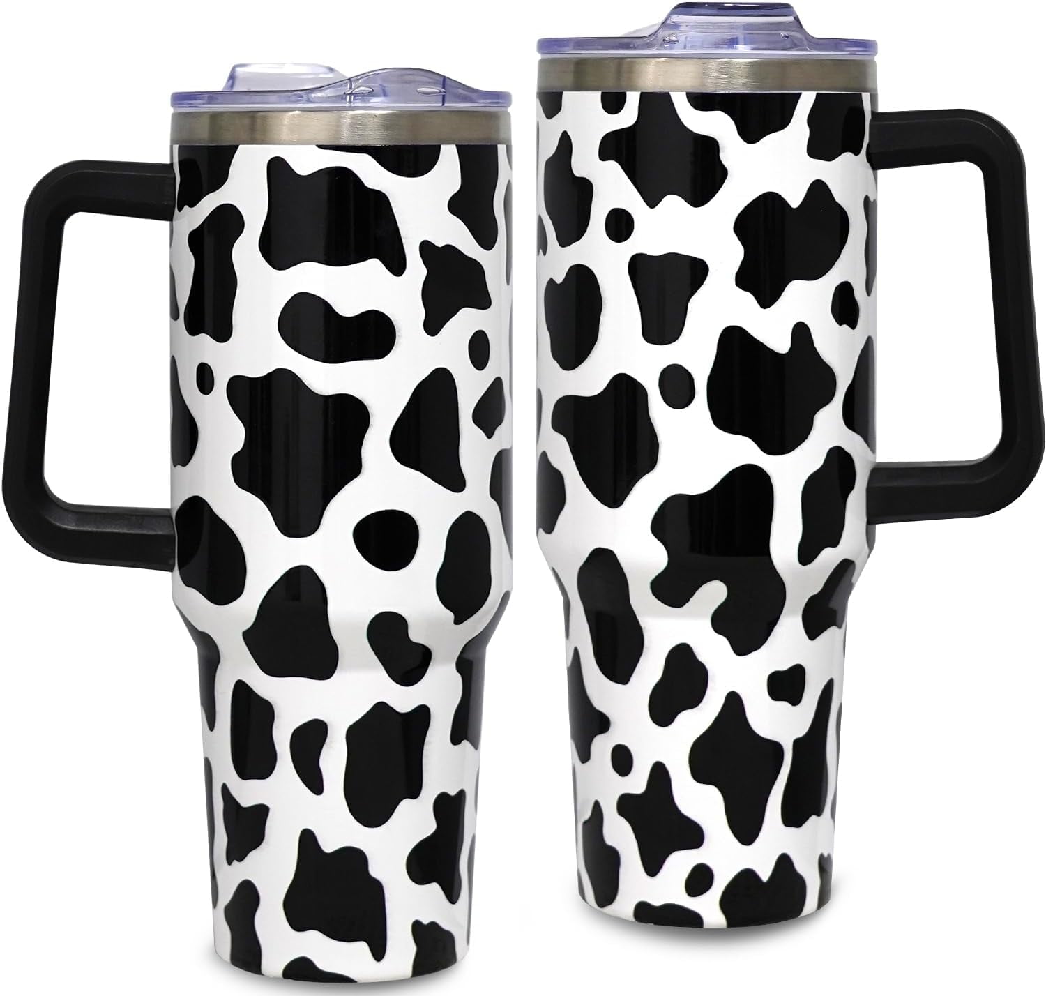 40oz Cow Tumbler With Handle Lid and Straw-Cow Print Stainless Steel ...