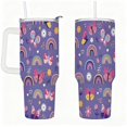 40oz Cute Butterfly and Rainbow Pattern Stainless Steel Tumbler，Coffee ...