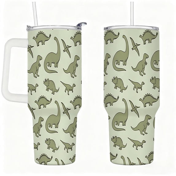 40oz Cute Dinosaur Pattern Stainless Steel Tumbler，Coffee Cups With ...