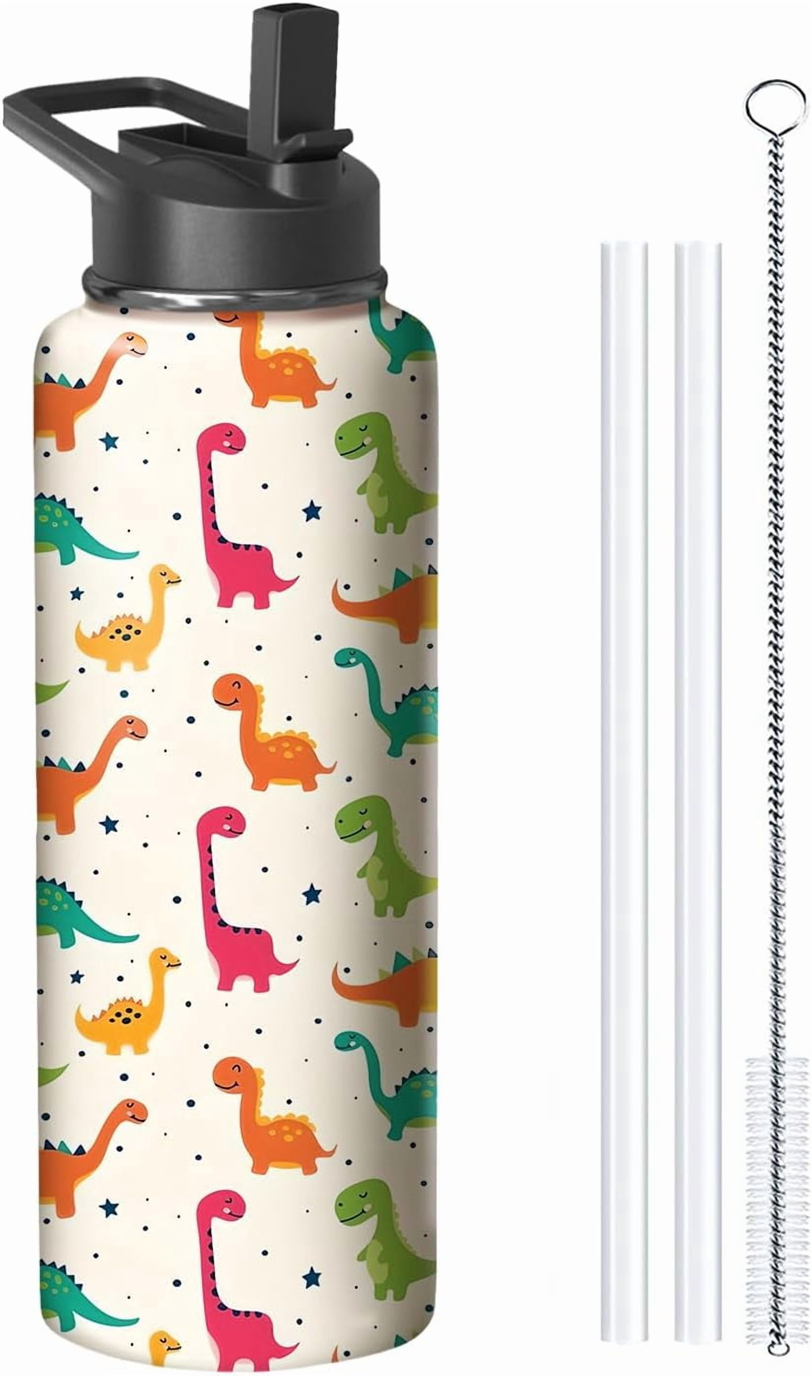 40oz Cute Dinosaur Water Bottle with Handle and Flip Straw, Animal ...