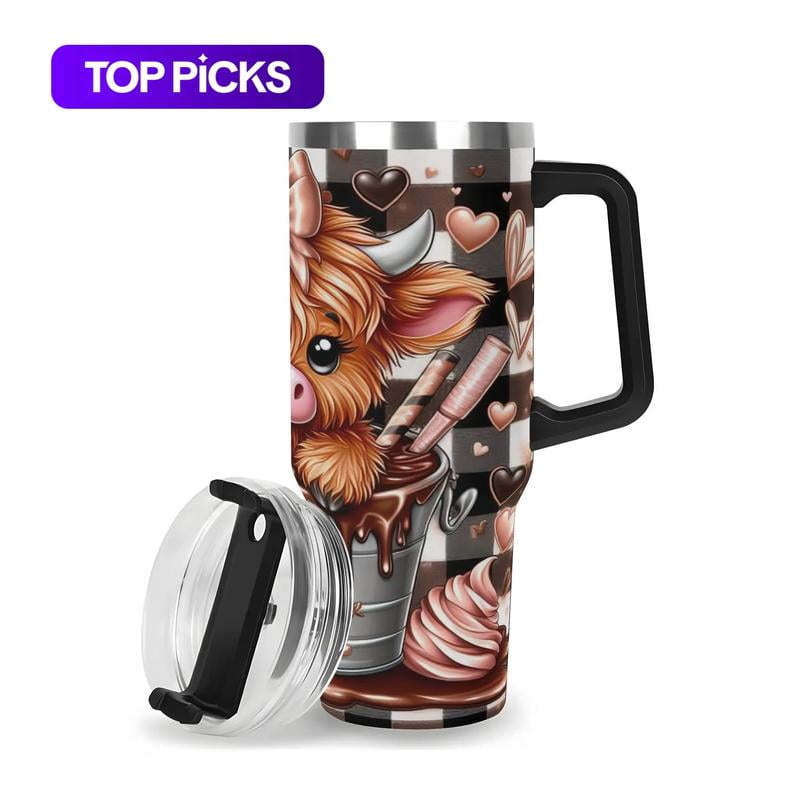 40oz Cute Highland Cow Stainless Steel Tumbler - Insulated Water Bottle ...