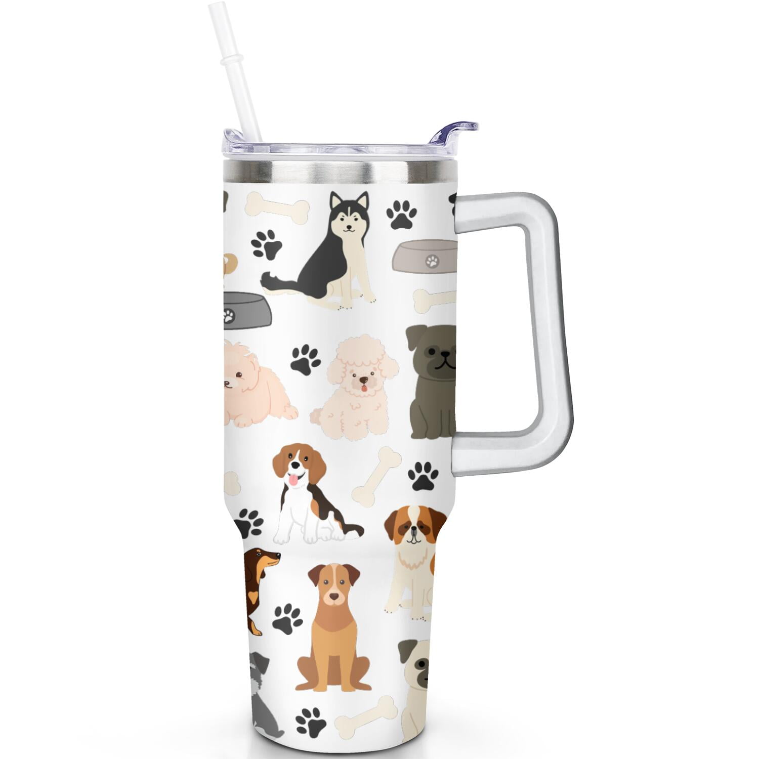 40oz Dog Travel Mug – Lightweight Stainless Steel Tumbler with Flip Lid ...