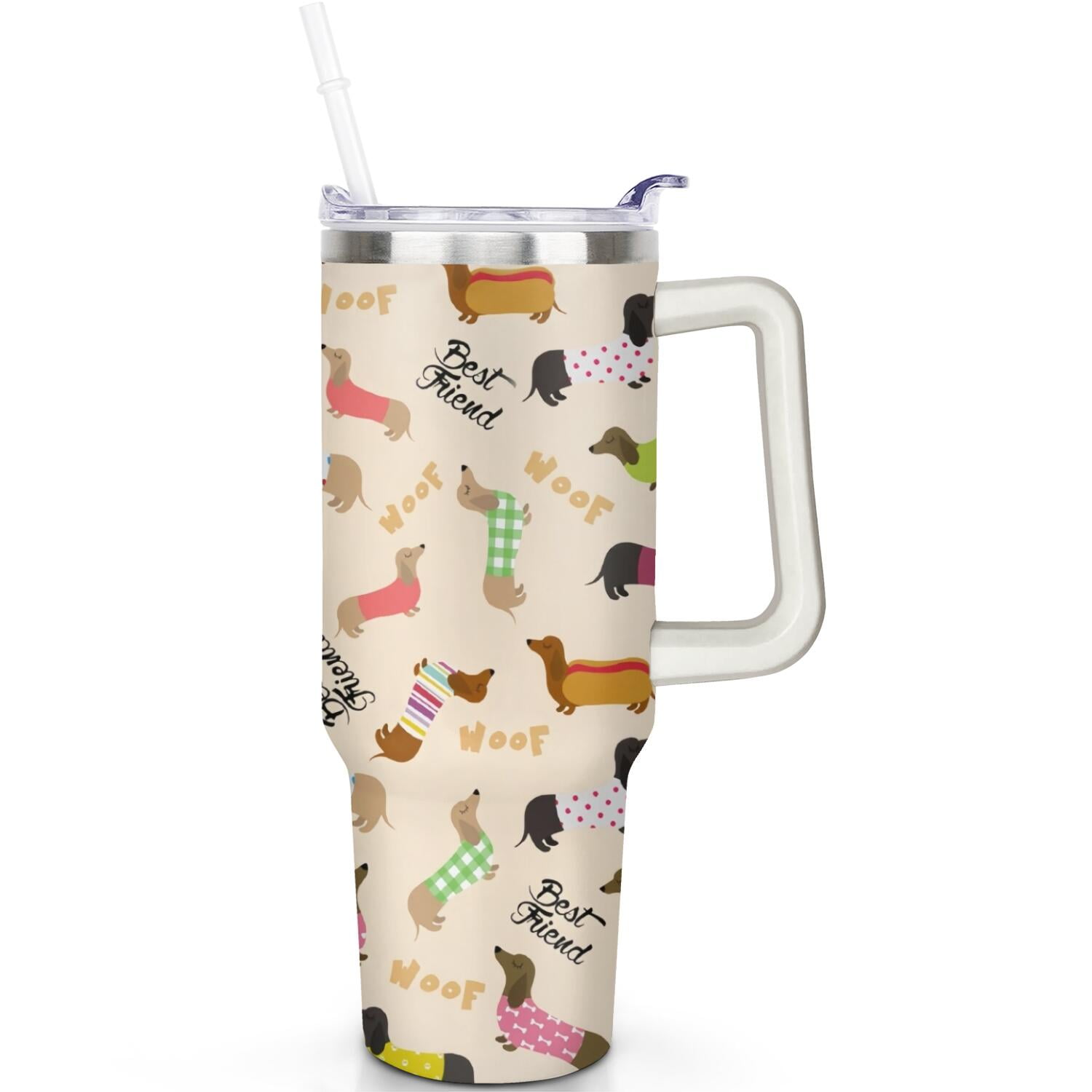 40oz Double Insulated Dog Travel Mug with Spill Proof Lid, Handle and ...