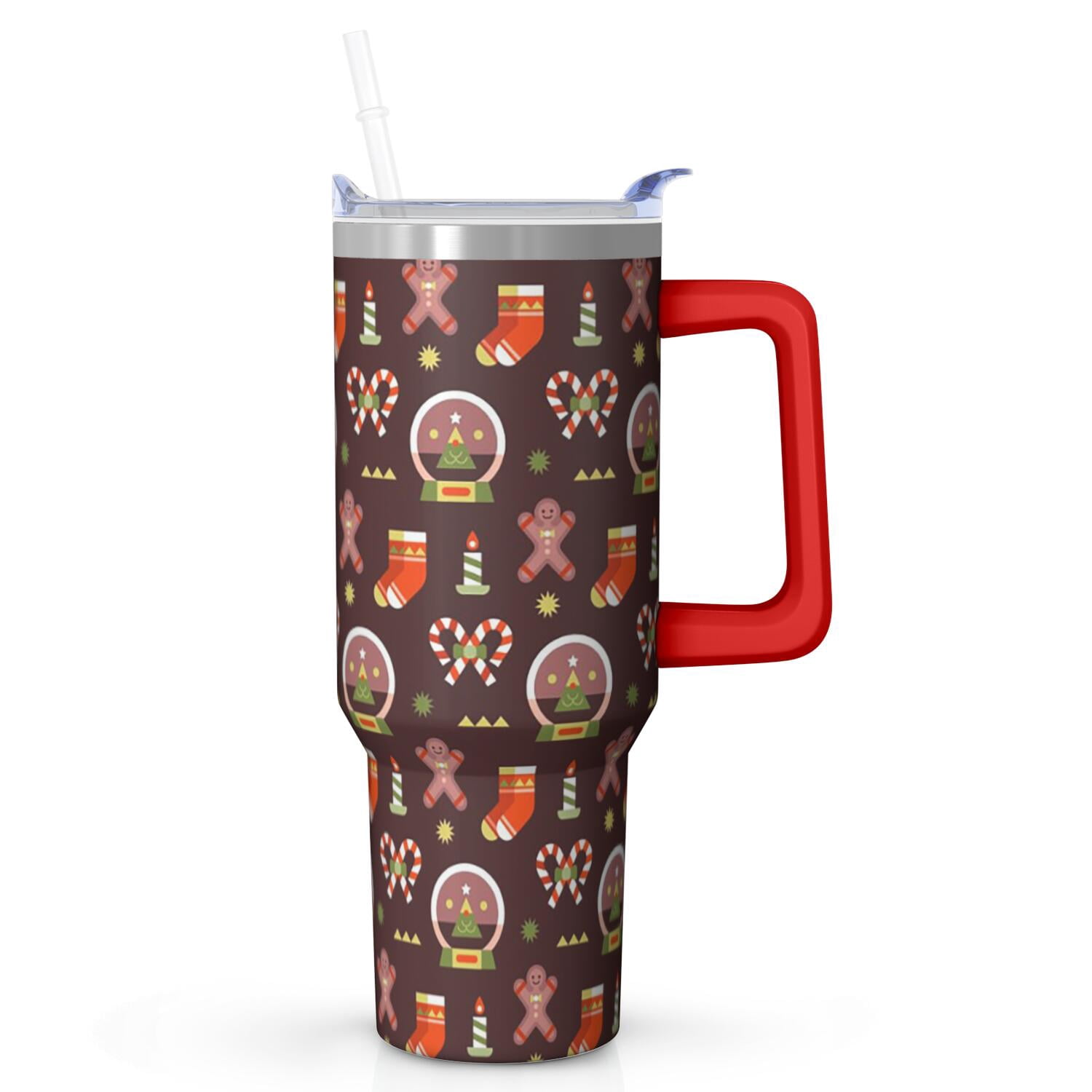 40oz Festive Christmas Tumbler Stainless Steel Insulated Cup with Straw ...