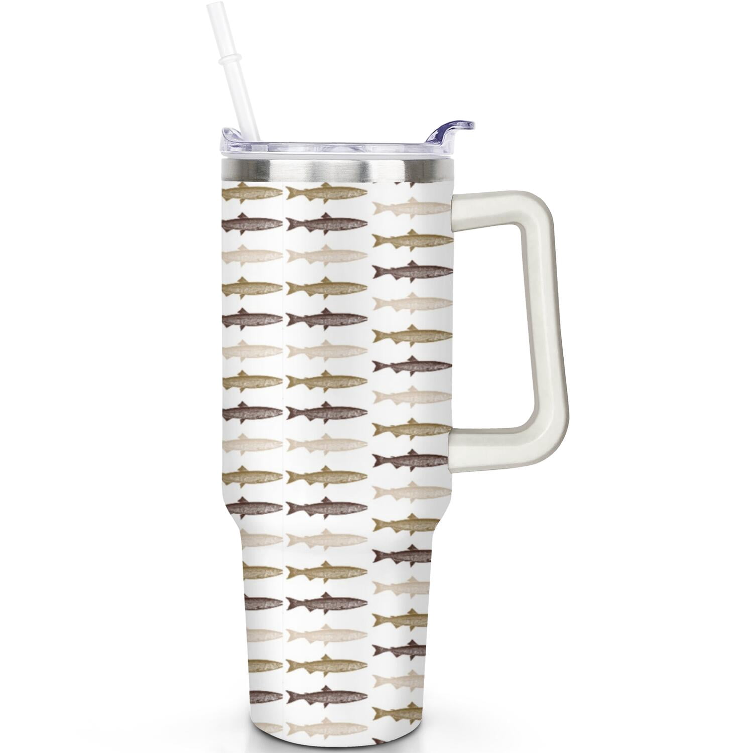 40oz Fish Tumbler with Handle Spill Proof Lid 40 oz Fish Theme Tumbler ...