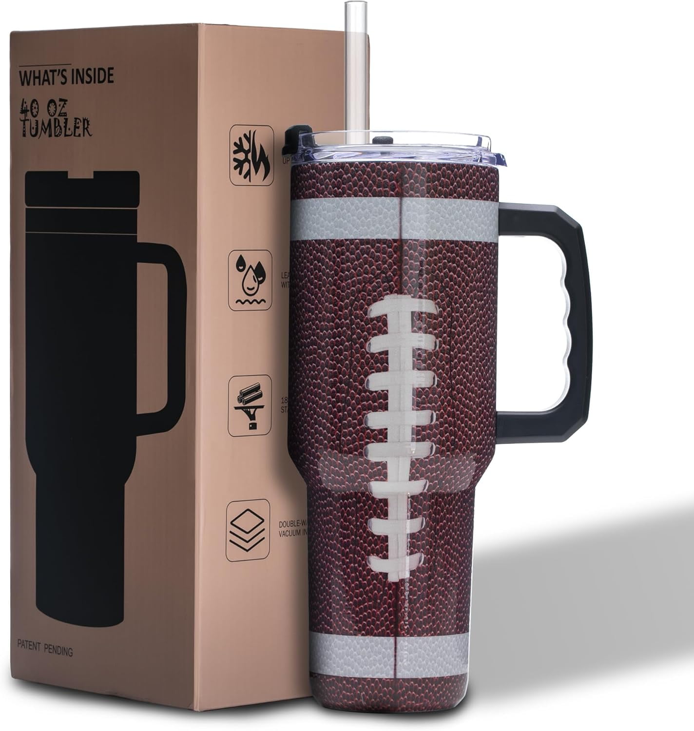 40oz Football Tumbler for Men – Insulated Stainless Steel Cup with ...