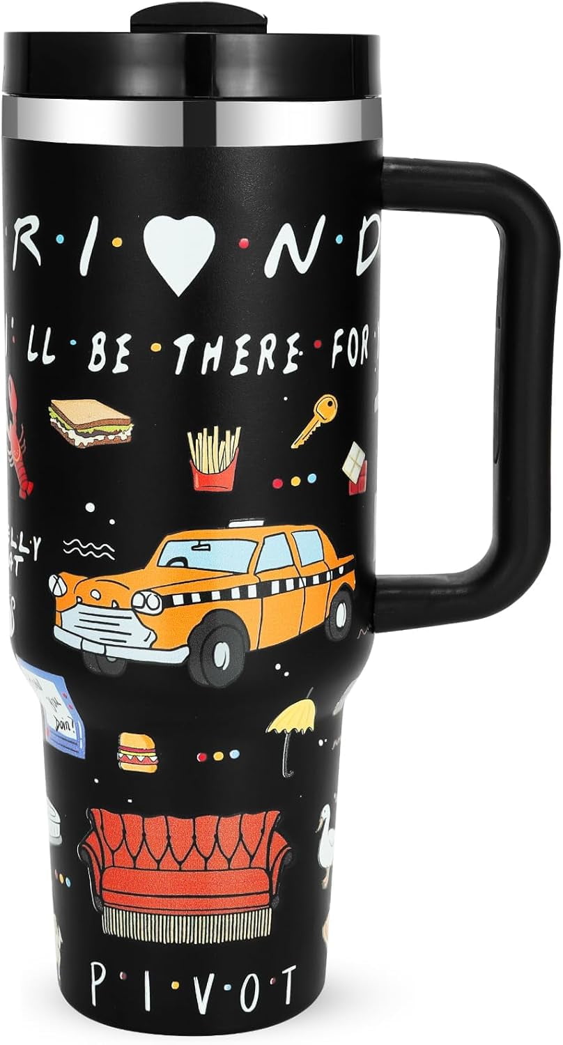 40oz Friends TV Tumbler with Lid & Straw, Stainless Steel Coffee Cup ...