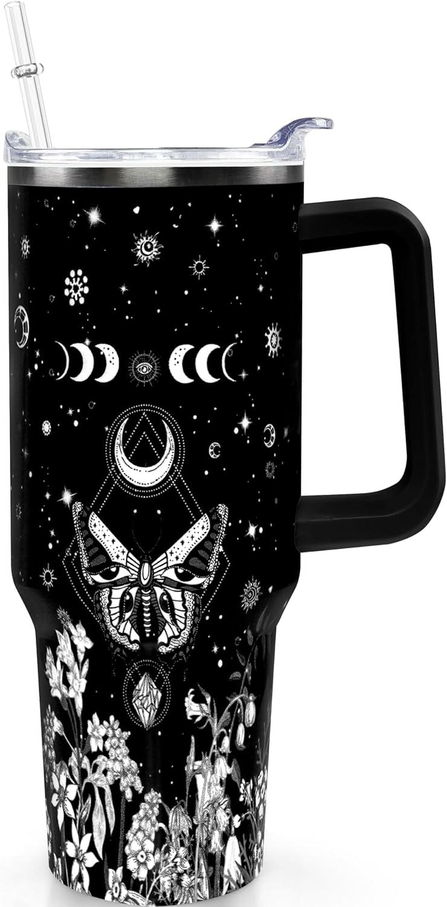 40oz Goth Gothic Tumbler with Handle and Straw, Stainless Steel Vacuum ...