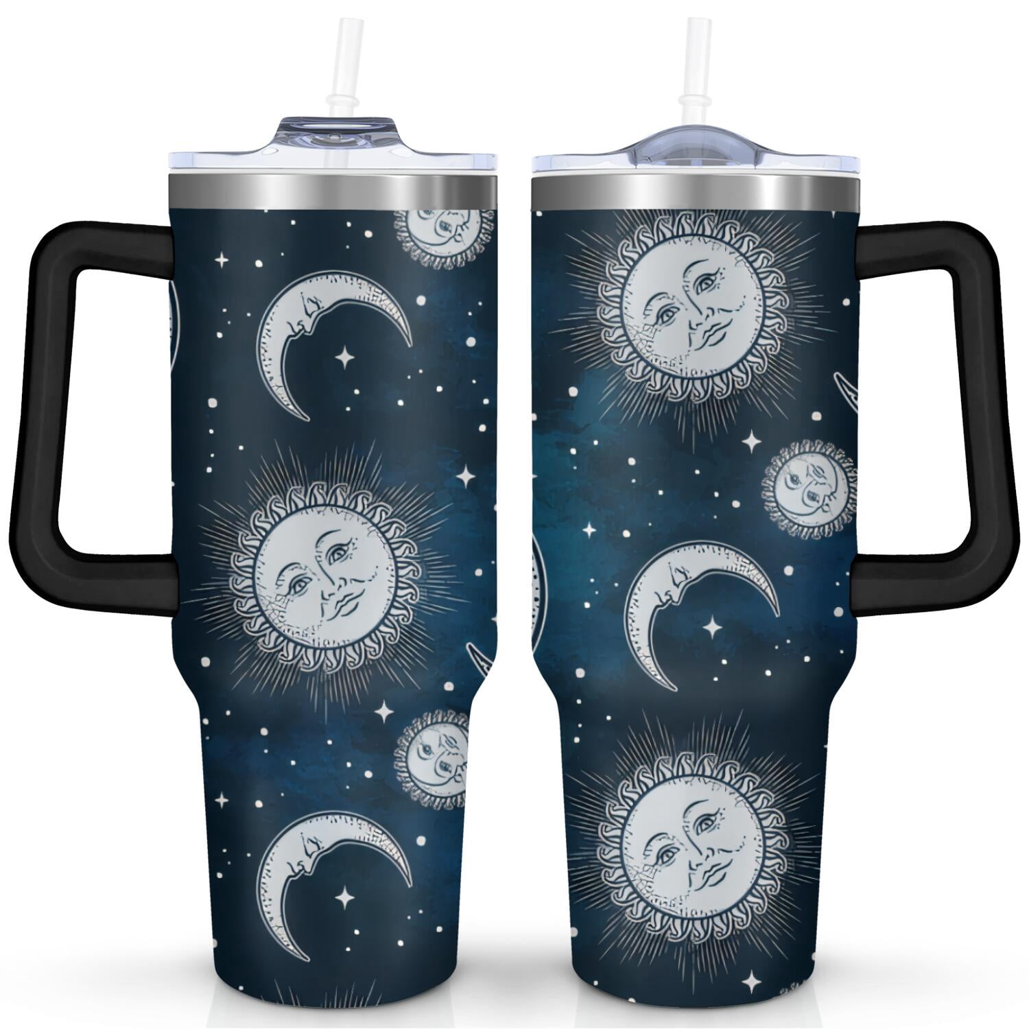 40oz Goth Tumbler with Handle & Straw,Stainless Steel Insulated Cup ...