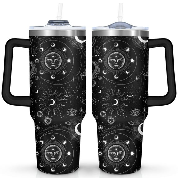 40oz Goth Tumbler with Handle & Straw,Stainless Steel Insulated Cup ...