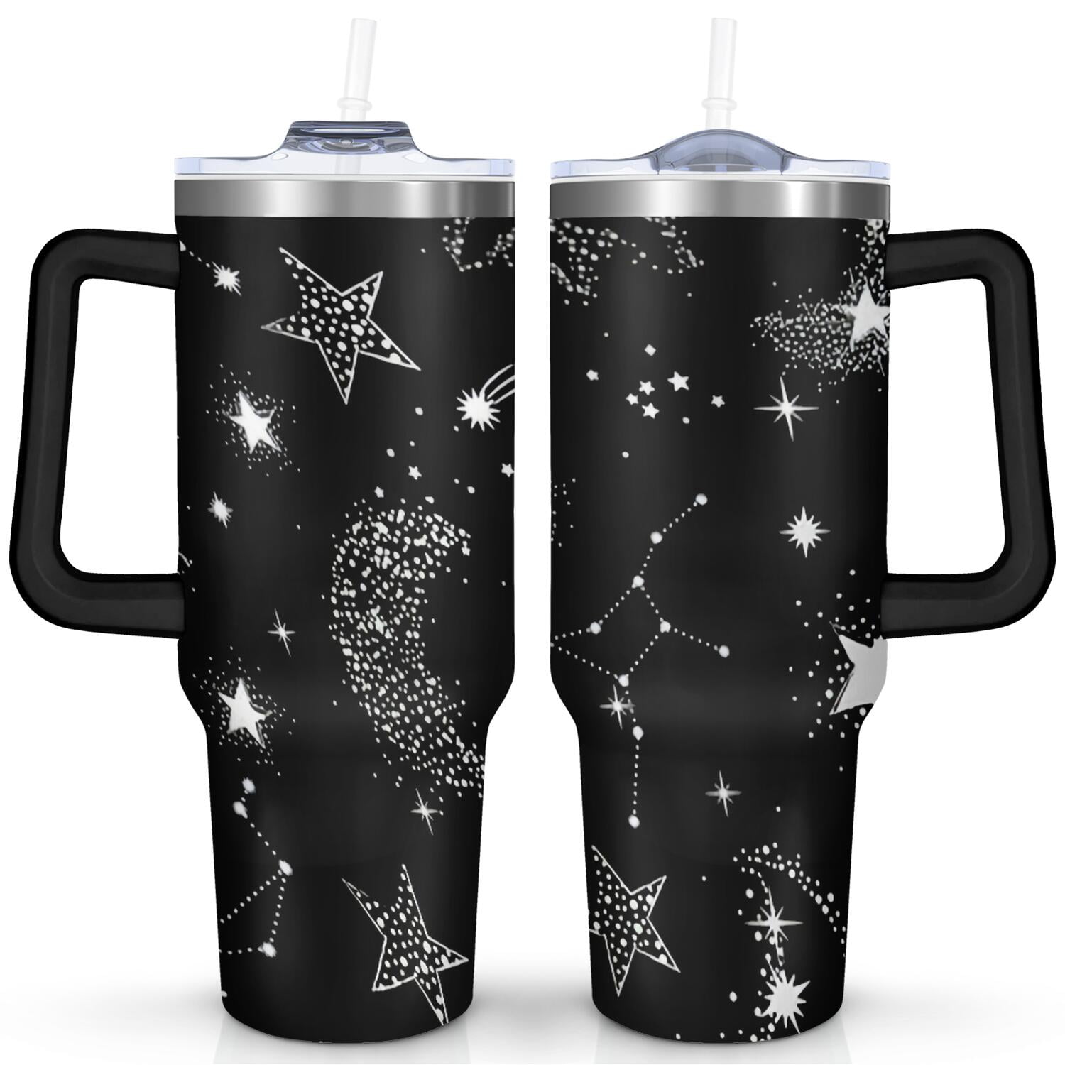 40oz Goth Tumbler with Handle & Straw,Stainless Steel Insulated Cup ...