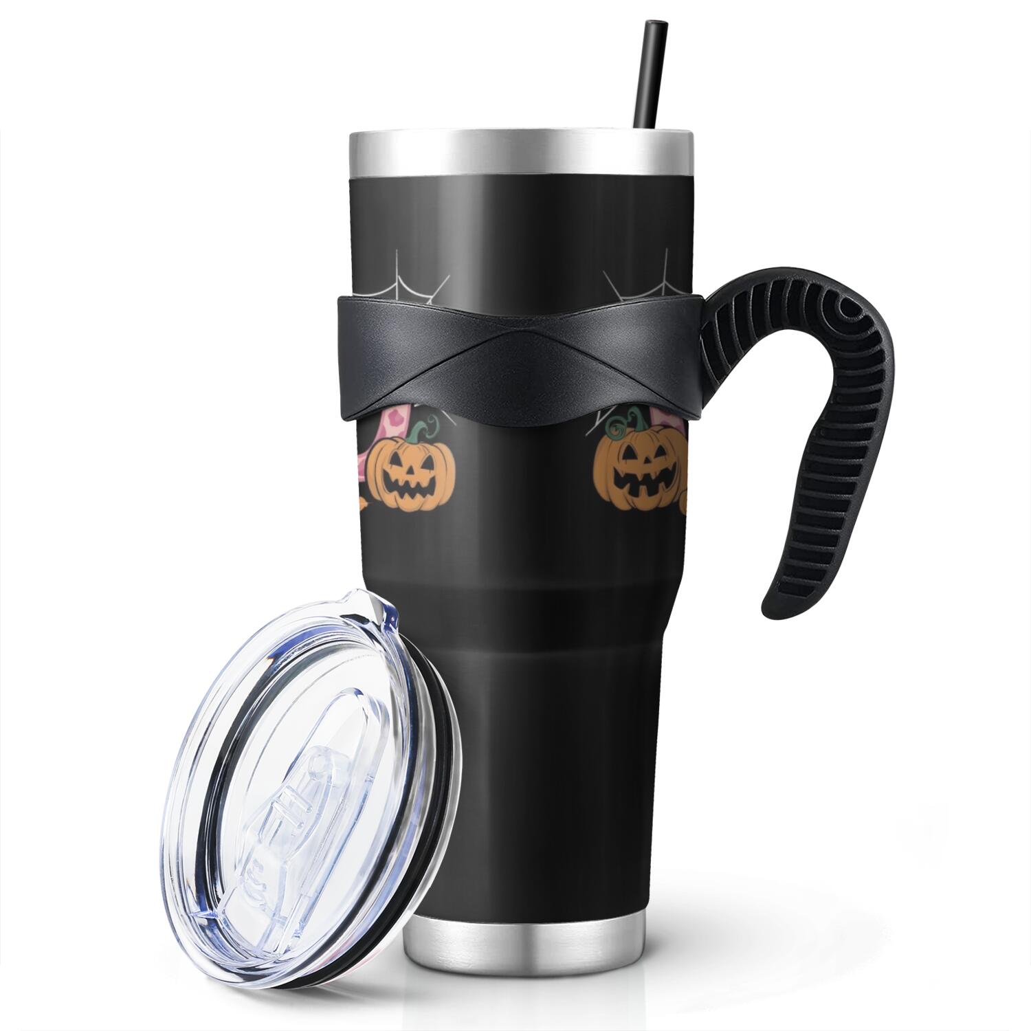 40oz Halloween Tumbler with Handle - Spooky Ghost Pumpkin Skull Witch ...