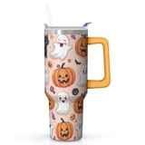 40oz Halloween Tumbler with Straw and Lid Ghost Skull Travel Coffee ...