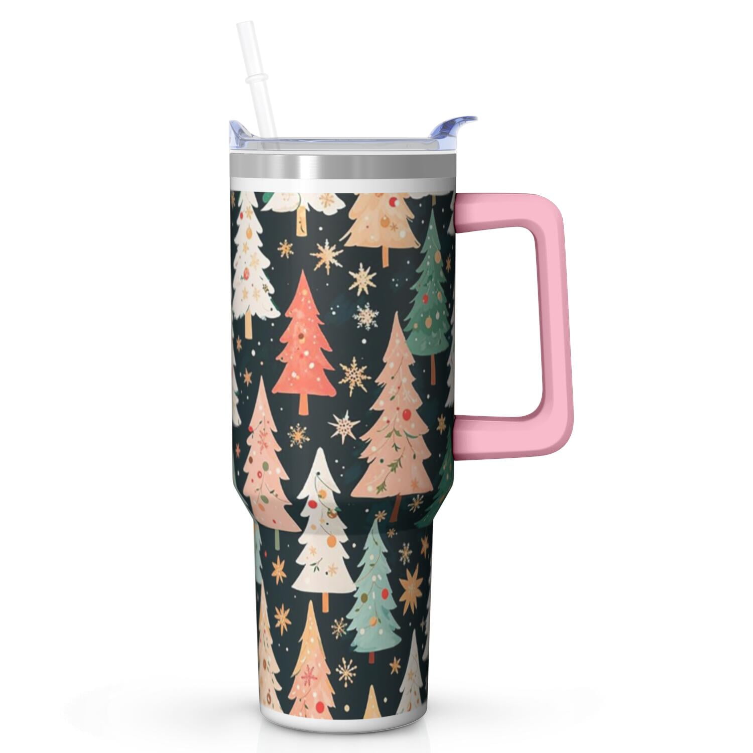 40oz Holiday Tumbler with Lid and Straw, Stainless Steel Cup with ...