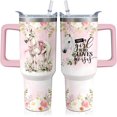 40oz Horse Stainless Steel Tumbler with Handle and Straw, Insulated Cup ...