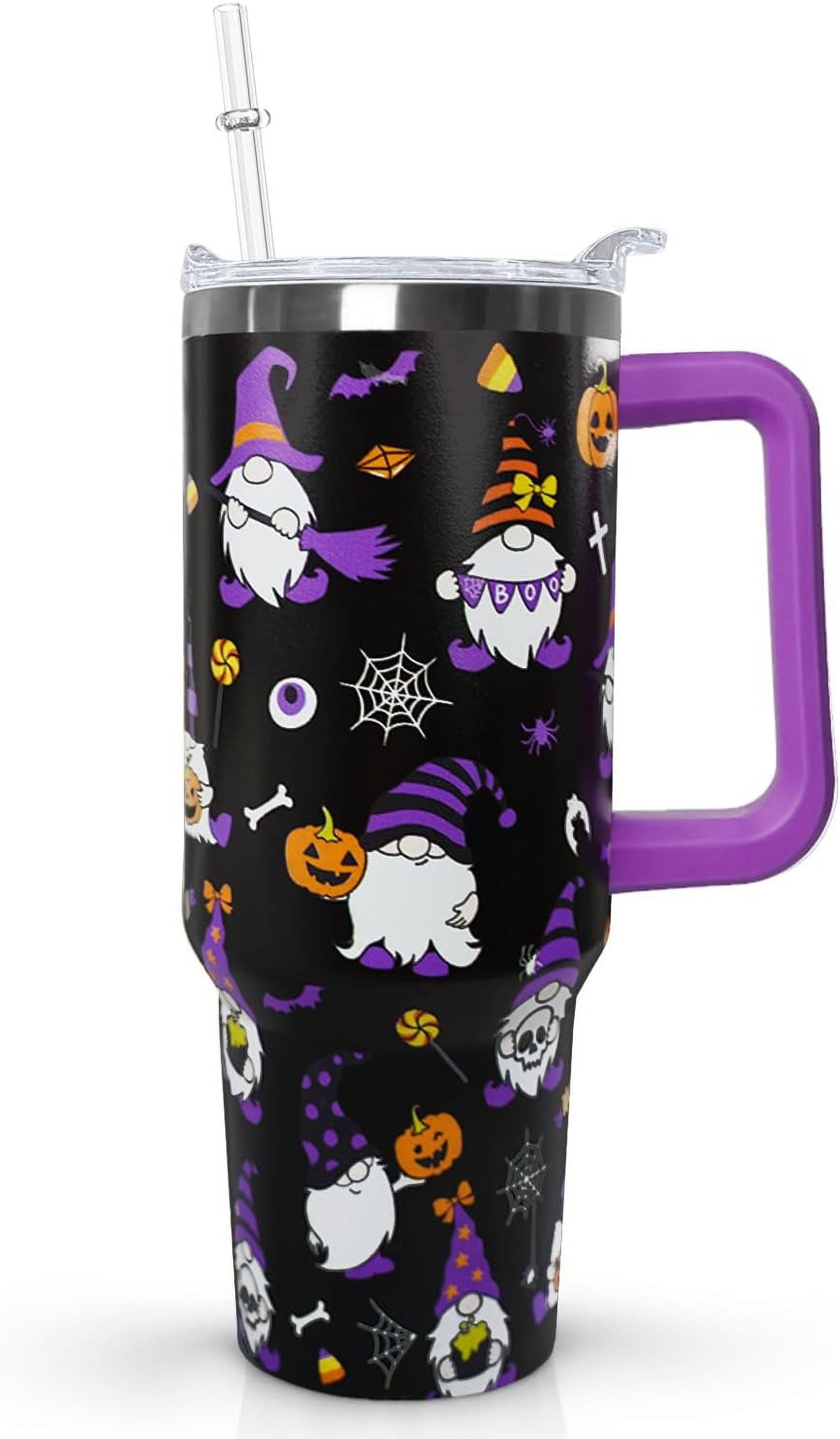 40oz Insulated Stainless Steel Halloween Tumbler - Goth Ghost, Witch ...