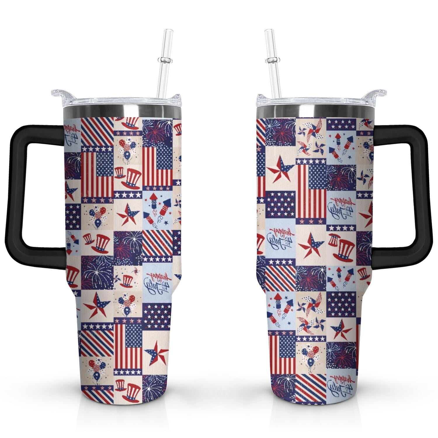 40oz July 4th Handle Cup 🇺🇸,Stars & Stripes Stainless Steel Tumbler ...