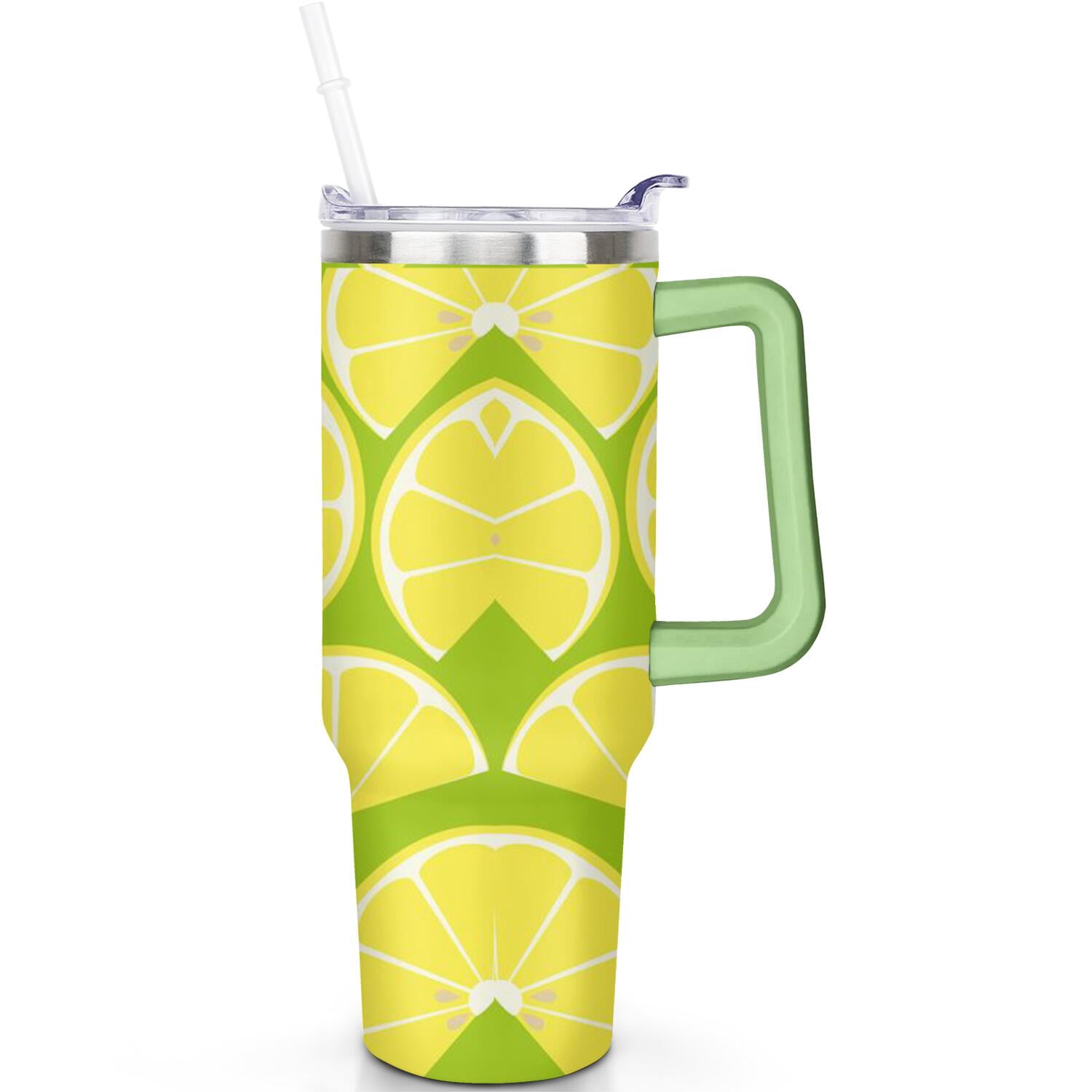 40oz Lemon Theme Tumbler with Spill Proof Lid & Handle 40 oz Lemon ...