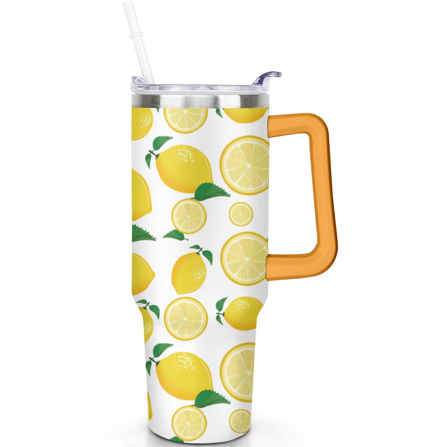 40oz Lemon Tumbler with Handle Premium Lemon Theme 40 oz Tumbler Leak ...