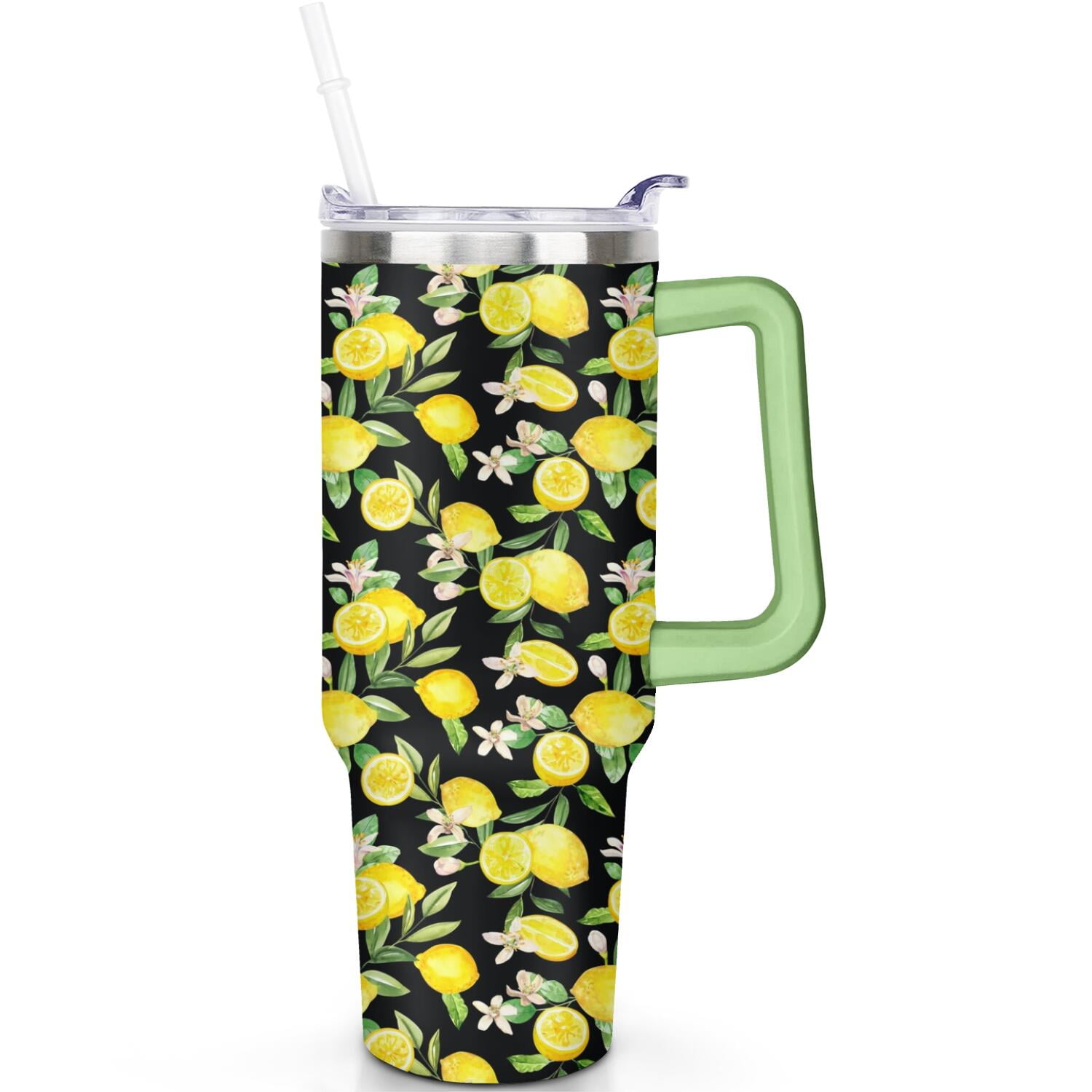 40oz Lemon Tumbler with Handle & Spill Proof Lid Straw 40 oz Lemon ...