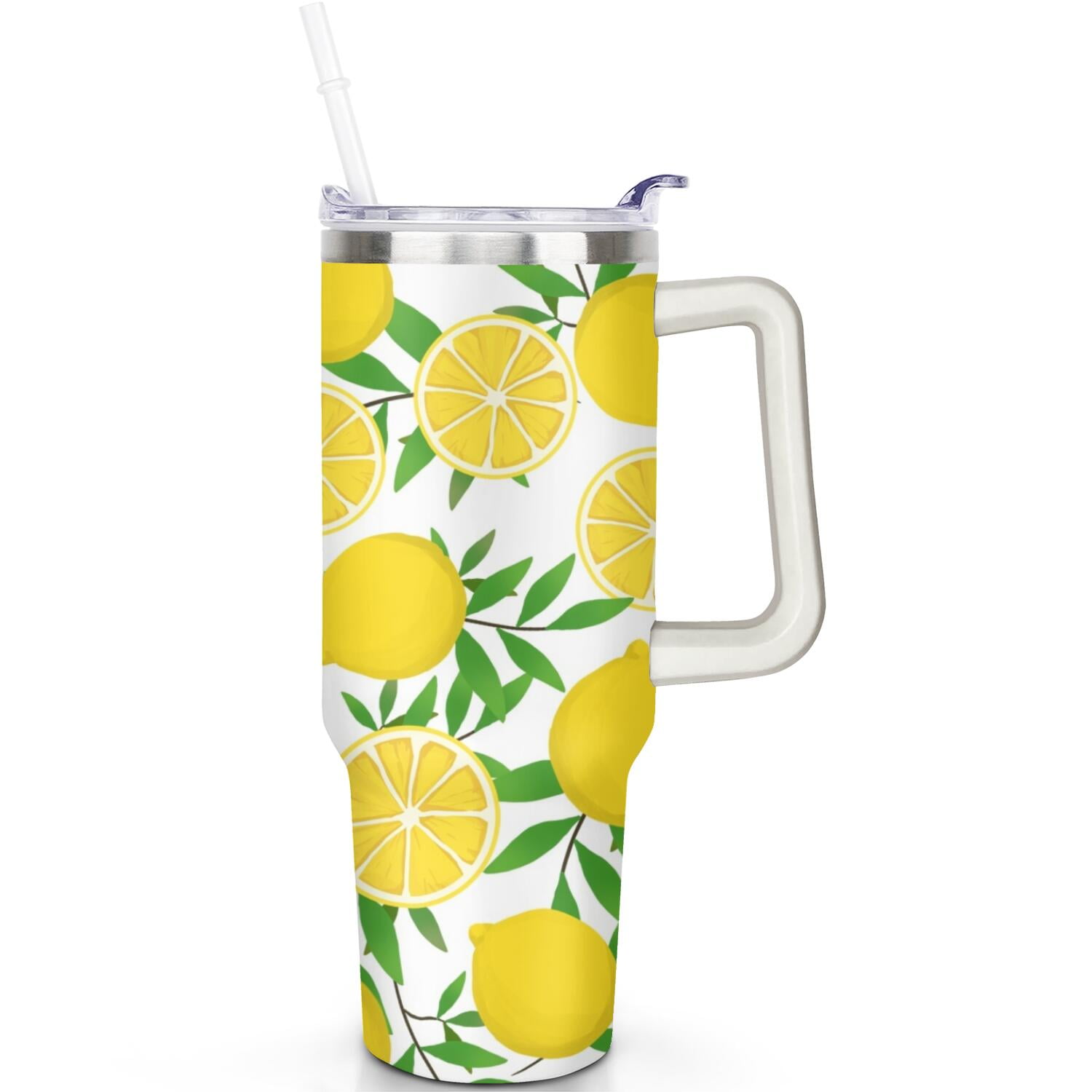 40oz Lemon Tumbler with Spill Proof Lid & Straw Handle 40 oz Lemon ...
