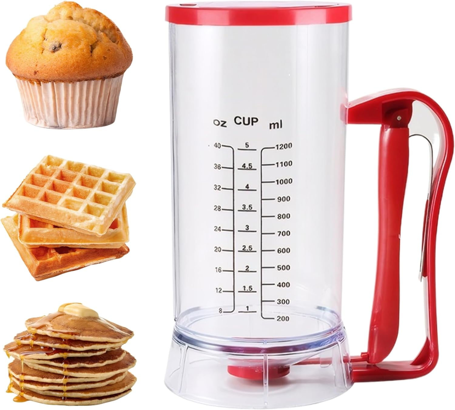 40oz Manual Pancake Batter Dispenser: Large Pancake Dispenser with ...