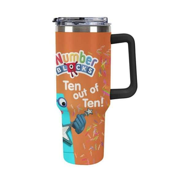 40oz Number Cartoon Show Block Insulated Tumbler With Lid and Straws ...