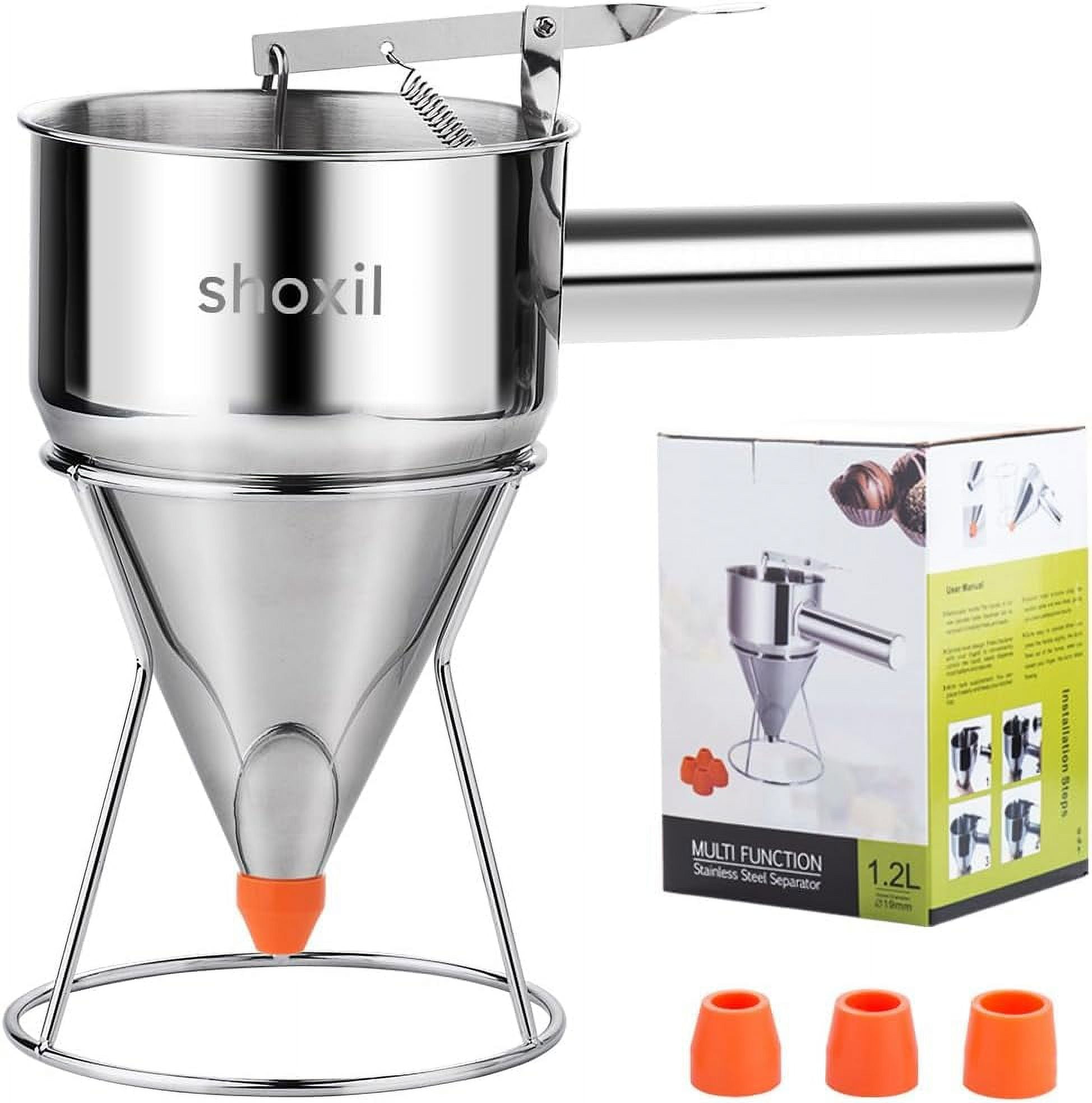 40oz Pancake Batter Dispenser, Stainless Steel Cake Dispenser with 4 ...