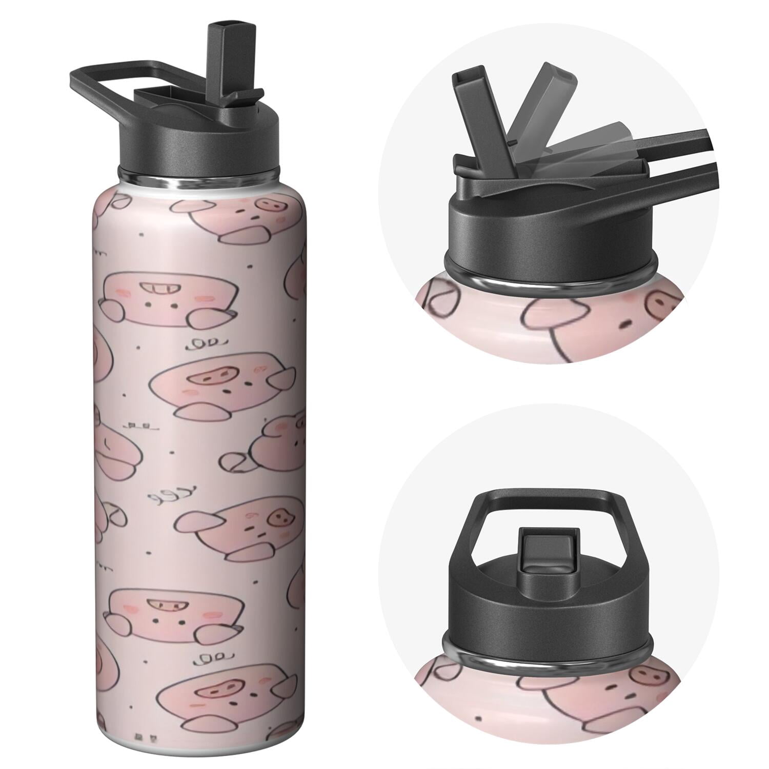 40oz Pig Themed Themed Vacuum Insulated Pig Themed Water Bottle Camping ...
