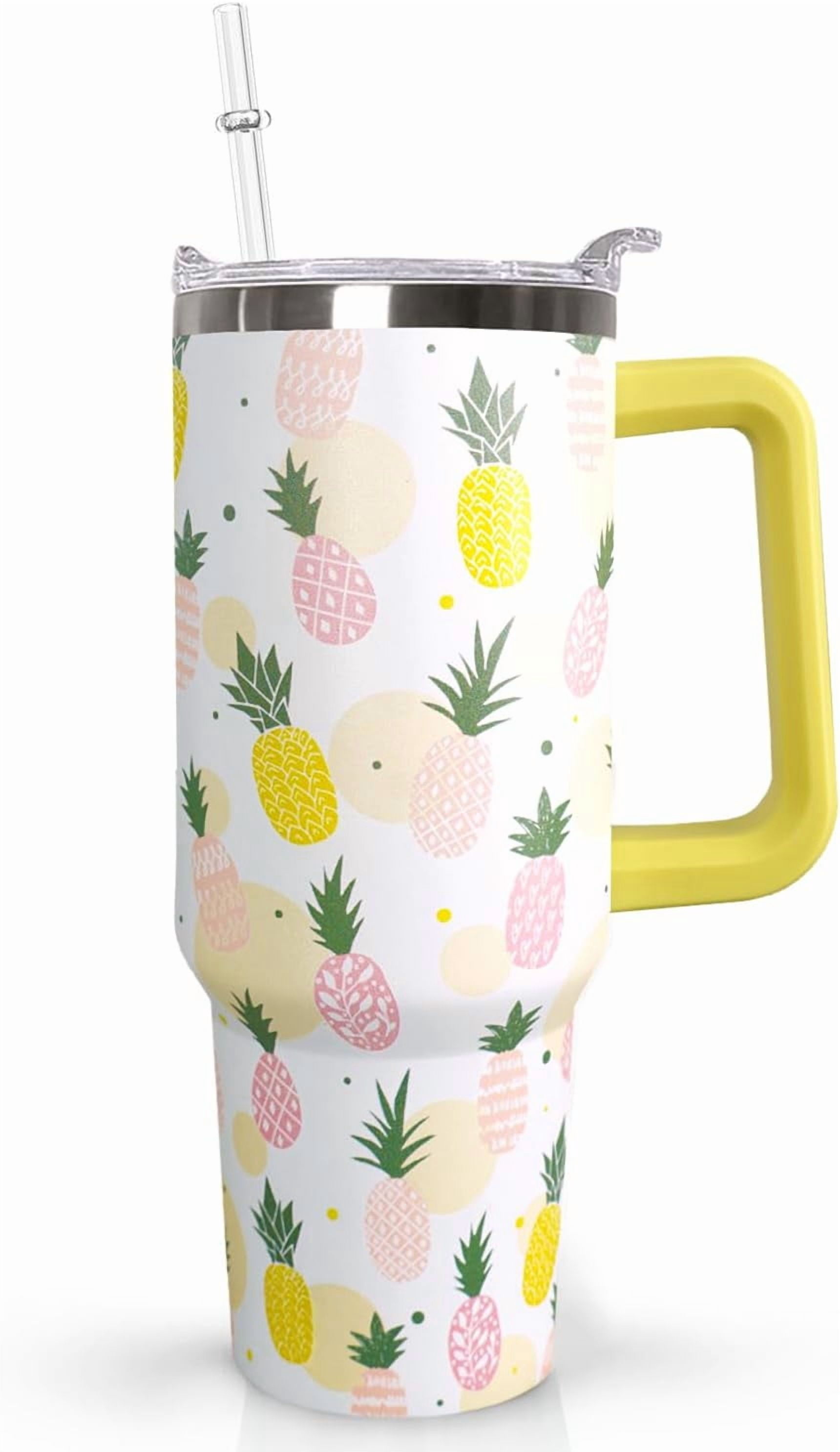 40oz Pineapples Coffee Mug Cup Water BottlesTumbler With Handle Lid and ...