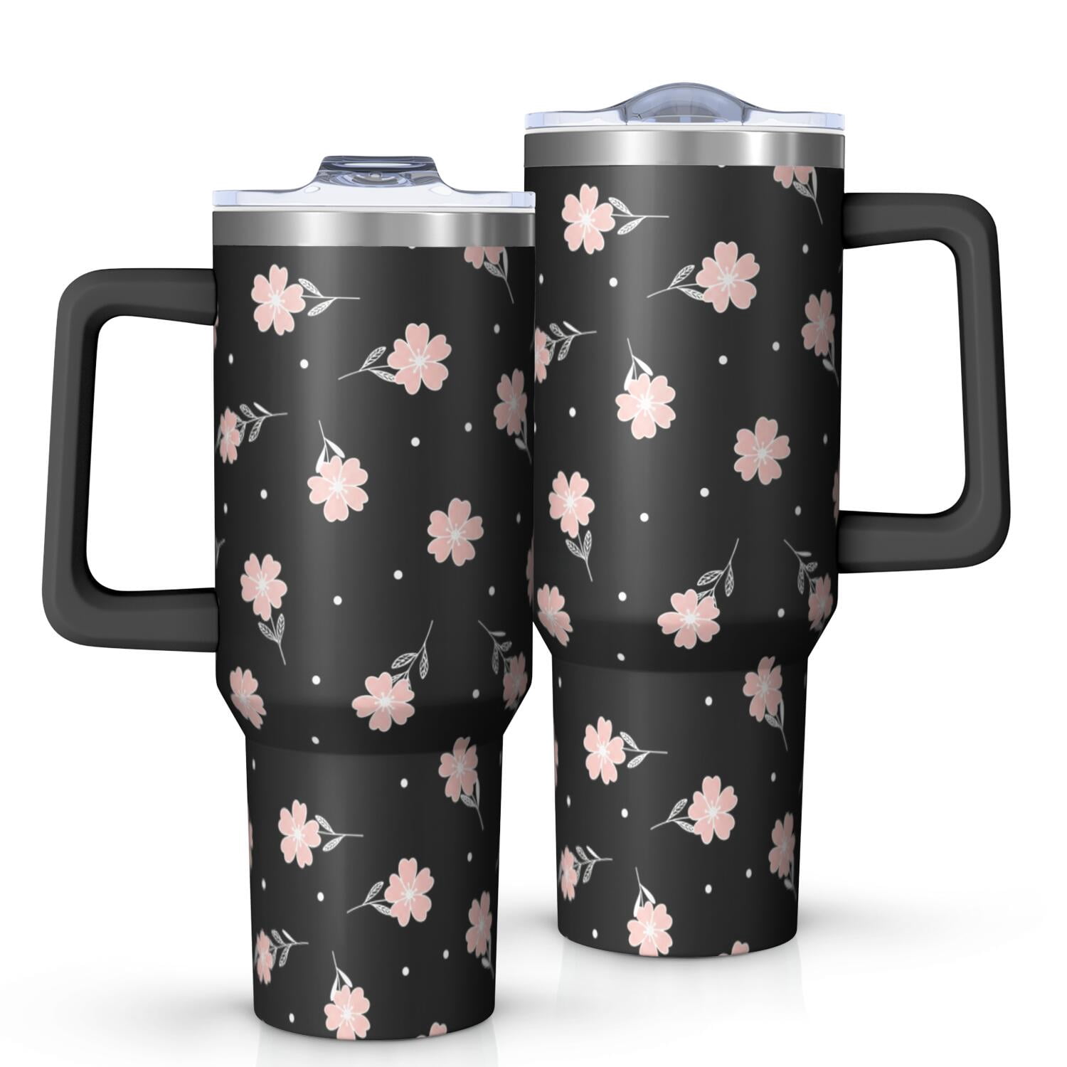 40oz Pioneer Flower Floral Print Pattern Insulated Tumbler with Handle ...