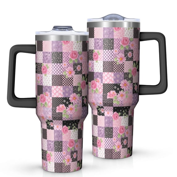 40oz Pioneer Flower Floral Print Pattern Insulated Tumbler with Handle ...