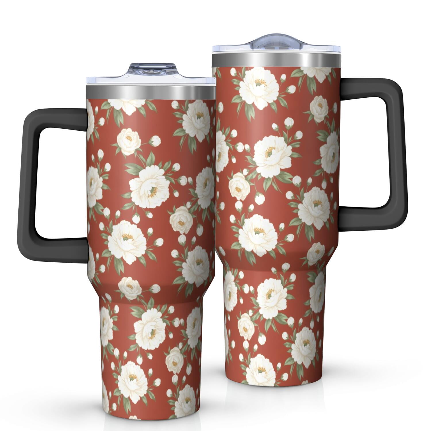40oz Pioneer Flower Floral Print Pattern Insulated Tumbler with Handle ...