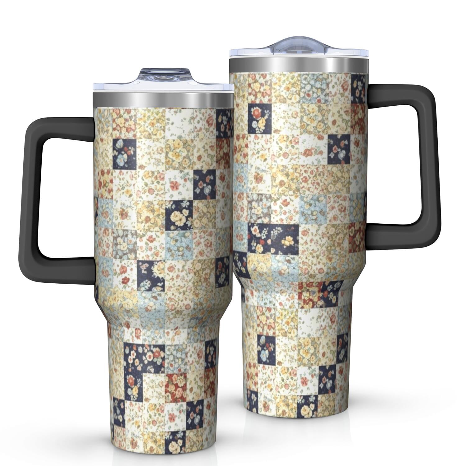 40oz Pioneer Flower Floral Print Pattern Insulated Tumbler with Handle ...