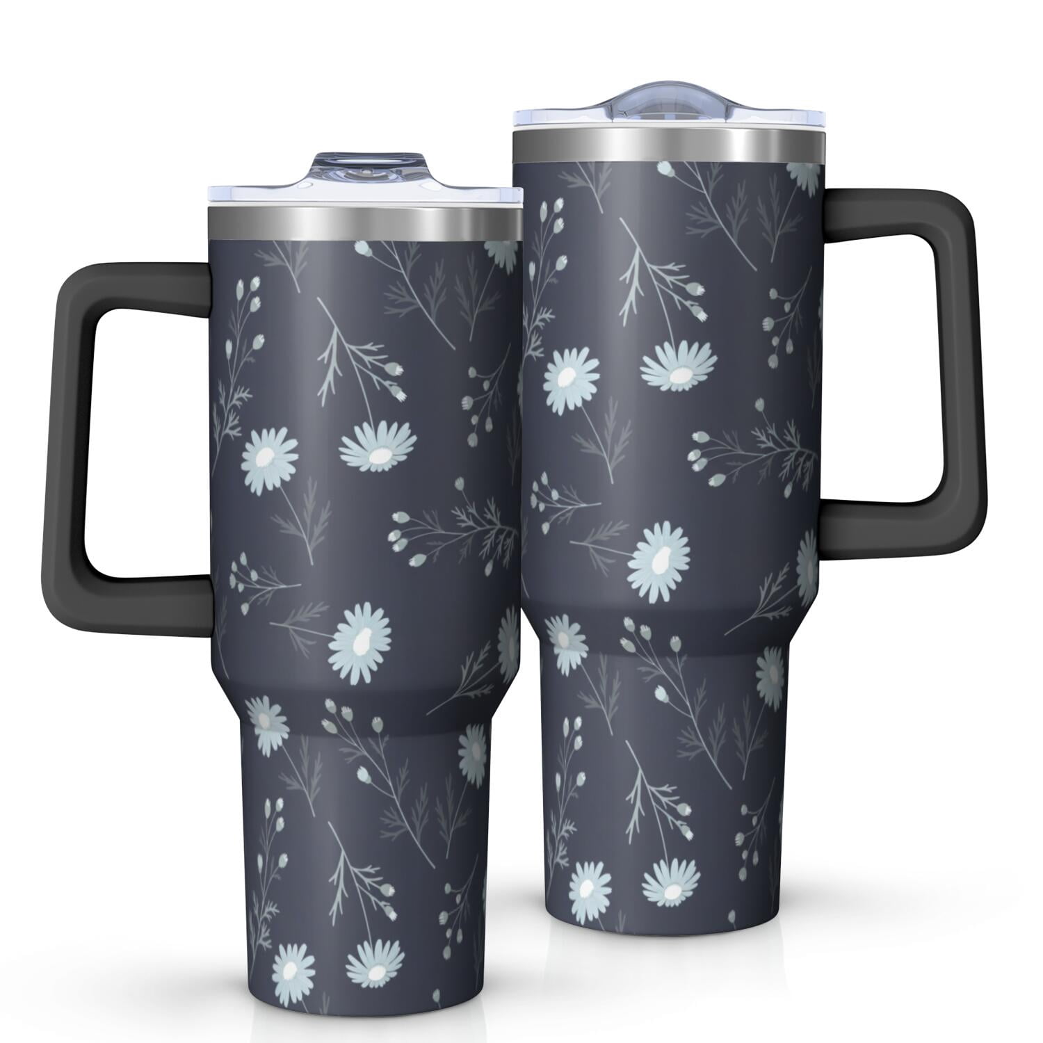 40oz Pioneer Flower Floral Print Pattern Insulated Tumbler with Handle ...