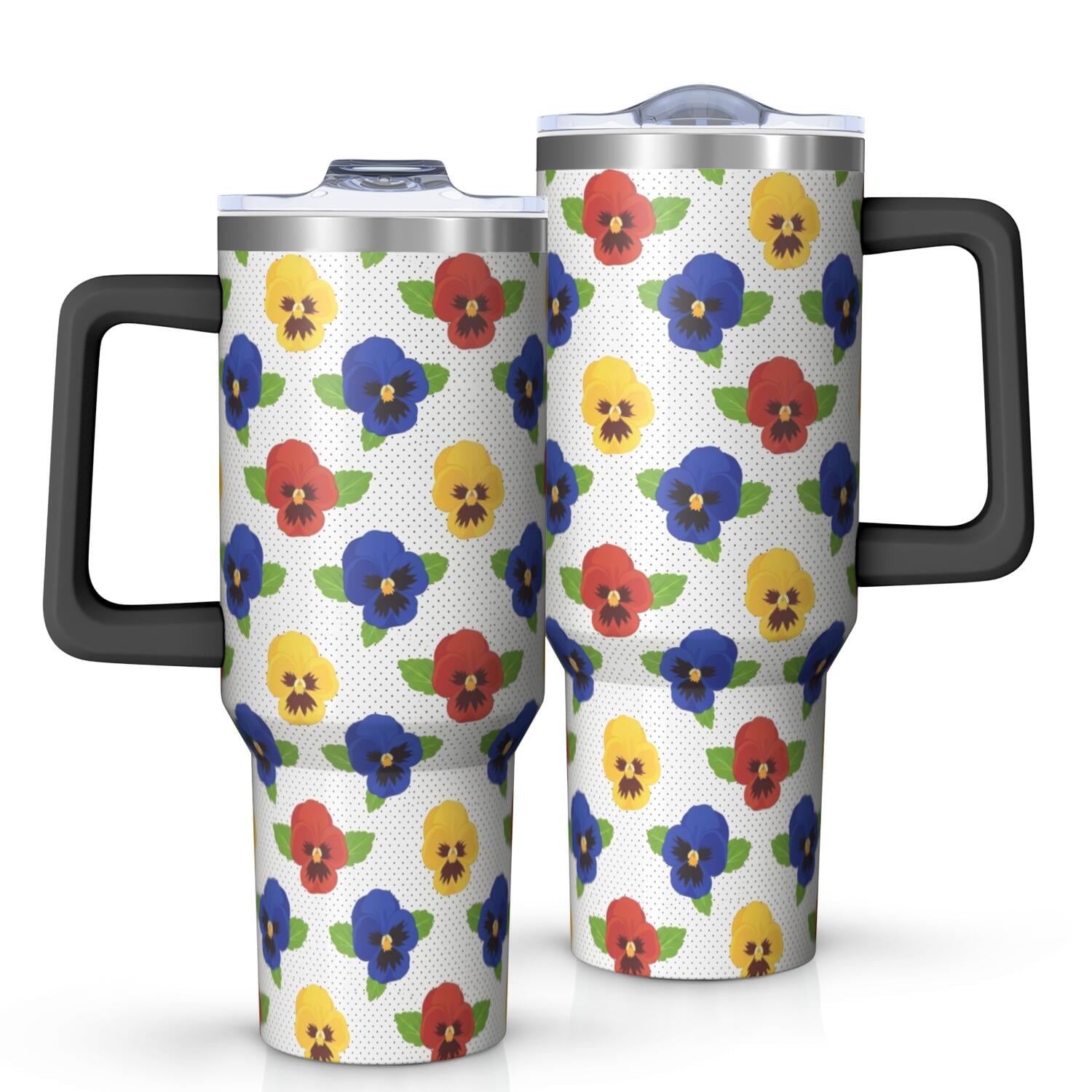 40oz Pioneer Flower Floral Print Pattern Insulated Tumbler with Handle ...