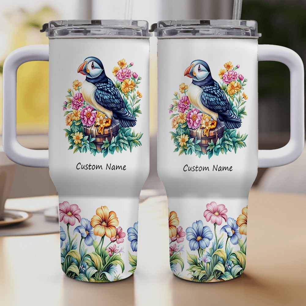 40oz Puffin Bird Lover Tumbler – Personalized Stainless Travel Mug with ...