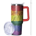 40oz Rainbow Heart Tumbler with Handle and Straws, Gifts for Gays ...