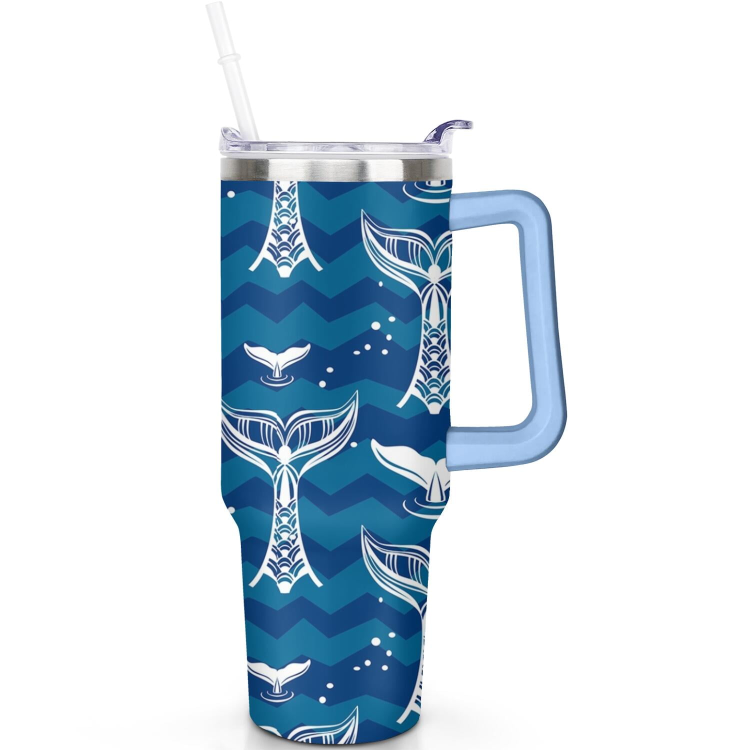 40oz Shark Tumbler with Handle Shark Theme 40 oz Tumbler LeakProof Flip ...