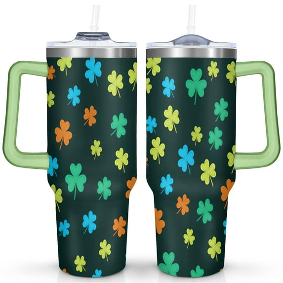 40oz St Patrick's Day Stainless Steel Tumbler with Lid and Straw,Floral ...