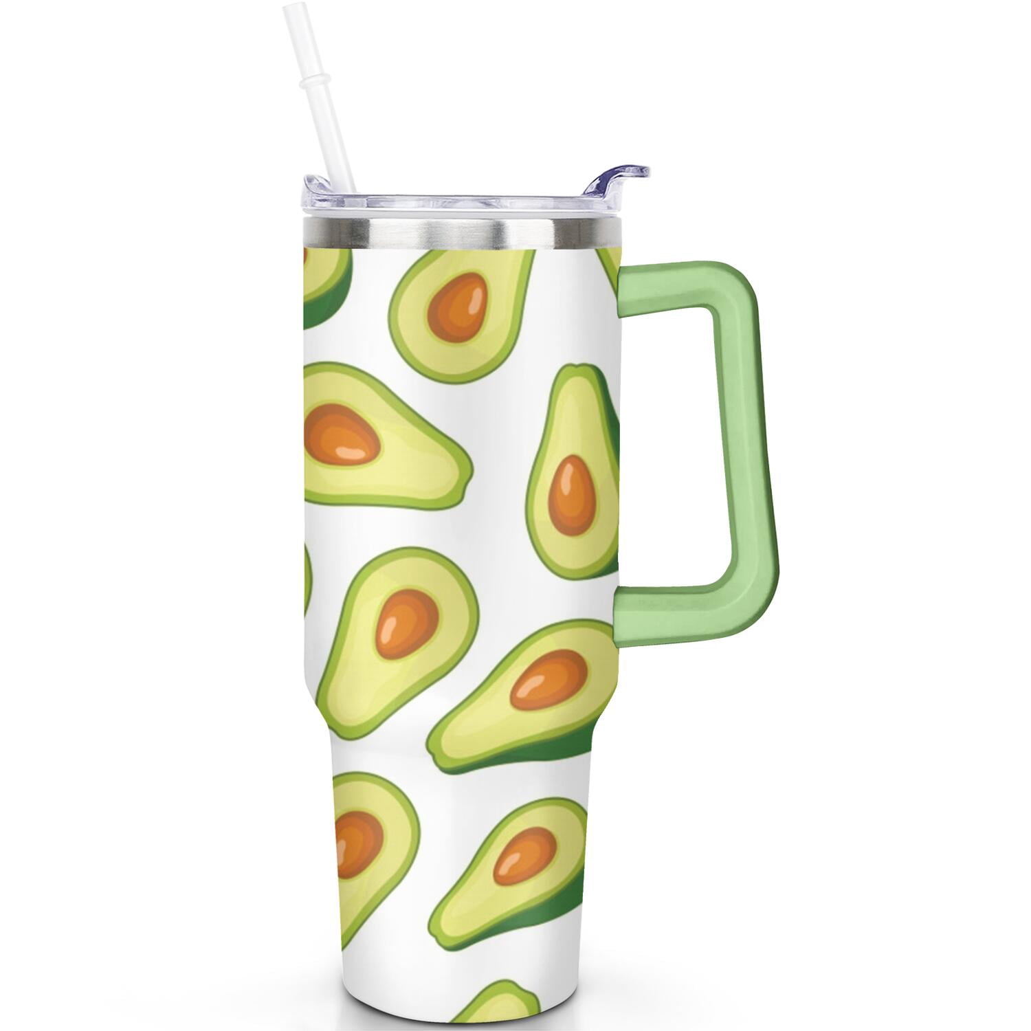 40oz Stainless Steel Avocado Tumbler with Handle Flip Straw Lid Avocado ...
