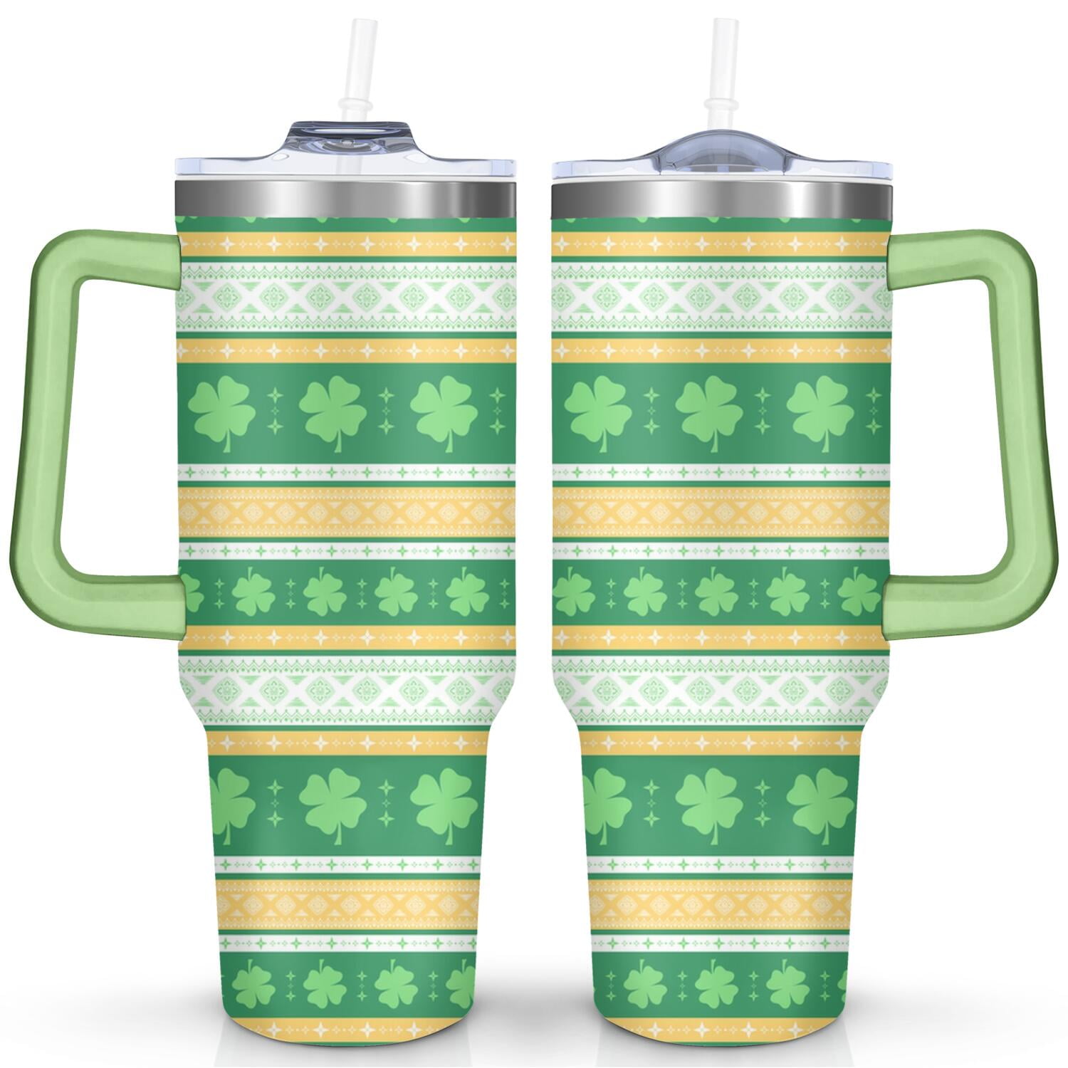 40oz Stainless Steel Tumbler with Lid and Straw,Green St. Patrick's Day ...