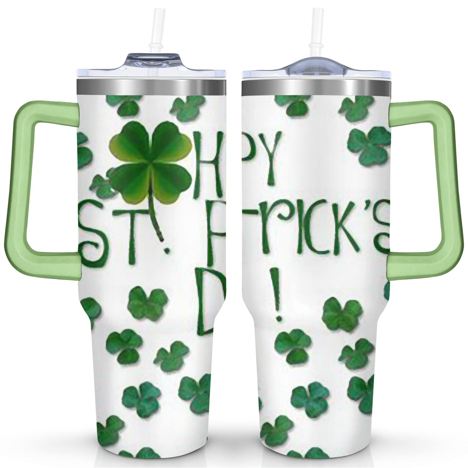 40oz Stainless Steel Tumbler with Lid and Straw,Happy St. Patrick's Day ...