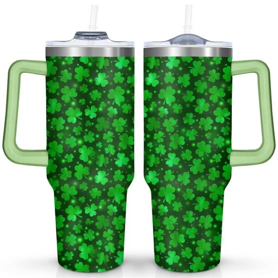 40oz Stainless Steel Tumbler with Lid and Straw,Happy St Patricks Day ...