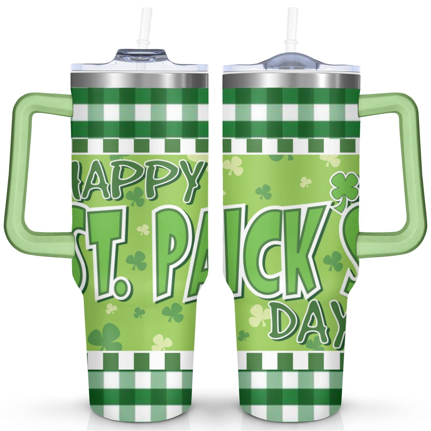 40oz Stainless Steel Tumbler with Lid and Straw,Saint Patrick's Day a ...