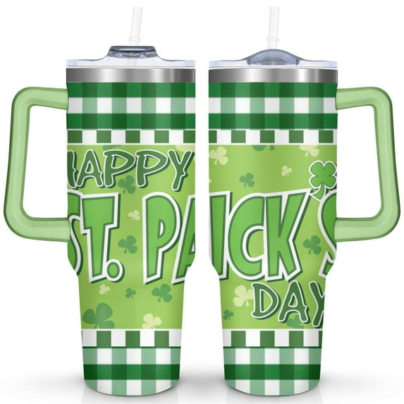 40oz Stainless Steel Tumbler with Lid and Straw,Saint Patrick's Day a ...