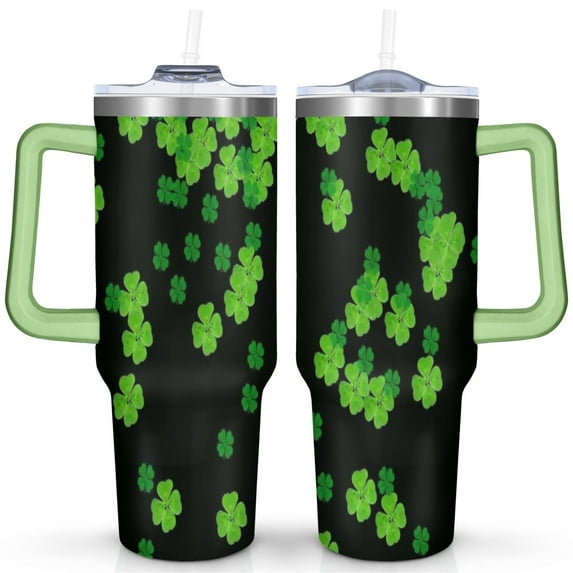 40oz Stainless Steel Tumbler with Lid and Straw,St Patrick Day Double ...