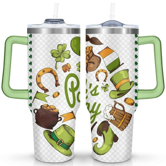 40oz Stainless Steel Tumbler with Lid and Straw,St. Patrick's Day ...