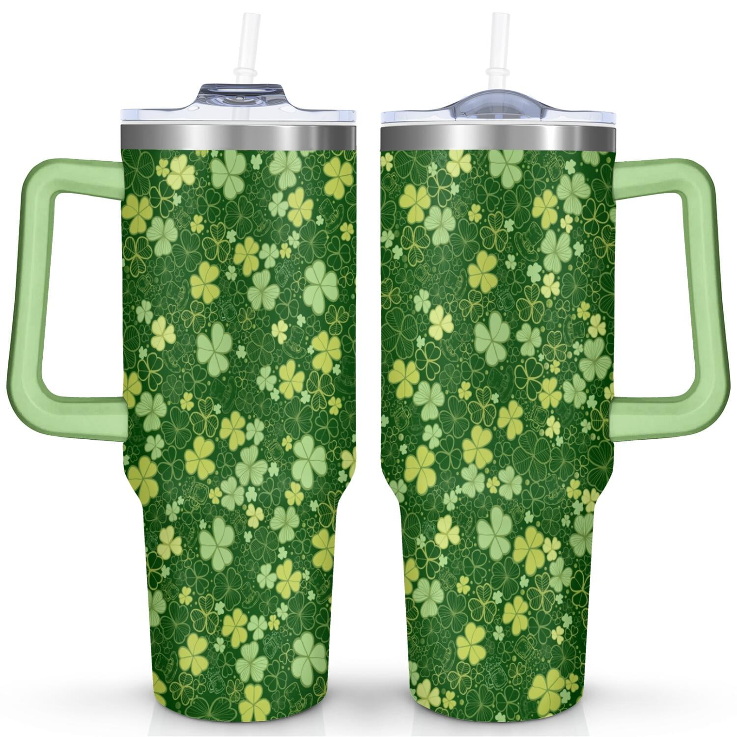 40oz Stainless Steel Tumbler with Lid and Straw,St Patrick's Day Double ...
